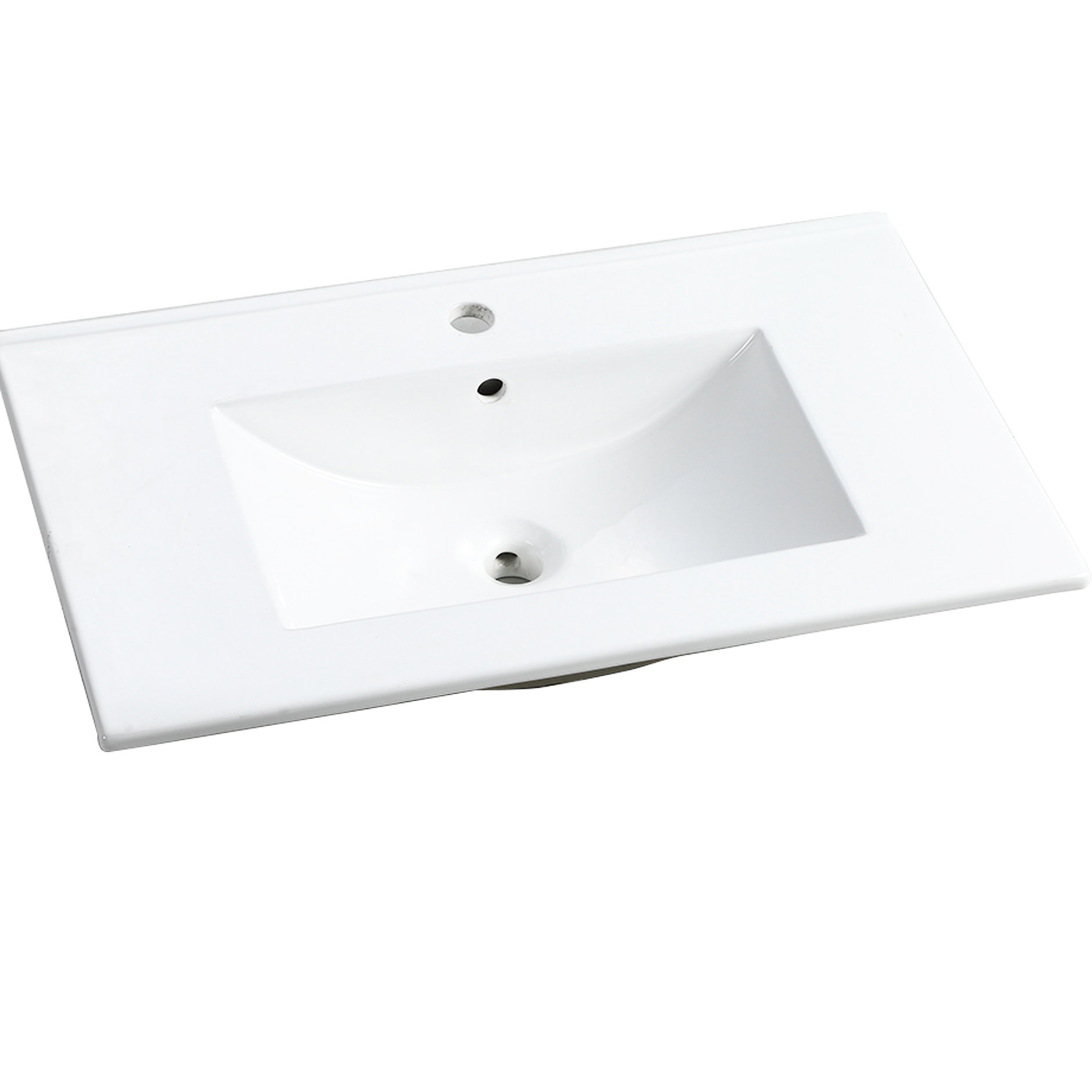 Ebern Designs 30 Inch Ceramic Vanity Top For Bathroom, Glossy White, 29.9"D X 18.3"W 6.7"H, And ...